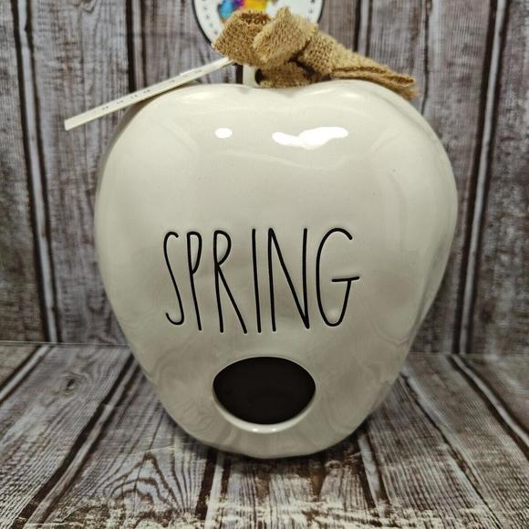 Rae Dunn | Accents | Rae Dunn Spring Birdhouse Apple Burlap Ribbon ...